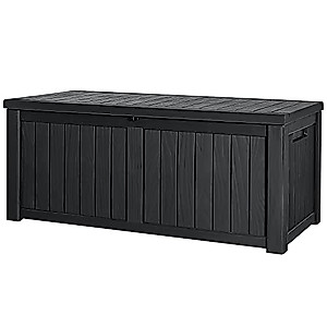 Devoko 120 Gallon Resin Deck Box Waterproof Indoor Outdoor Storage Box Lockable Large Storage Container for Patio Furniture Cushions, Pool Toys and Garden Tools