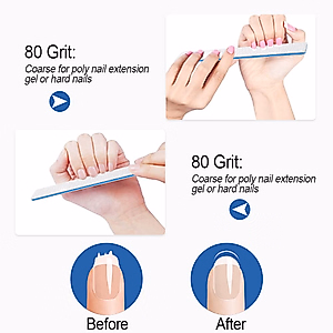 Nail File for Acrylic Nails 12pcs, 80/80 Grit Files Emery Boards, Jumbo Washable Thick Professional Square Nail File Manicure Tools for Nail Tech