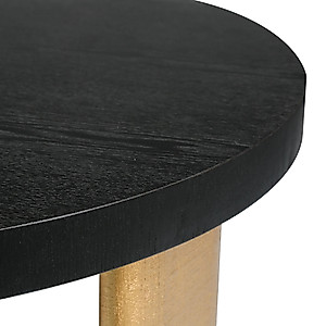 Uolfin Nesting Tables with Wood Veneer Top and Gold Painted Legs