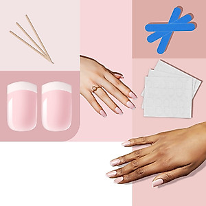 LIARTY 480 Pcs French Press On Nails Medium, French Tip False Nails Manicure, 12 Size Acrylic Full Cover Artificial Fake Nails, Natural