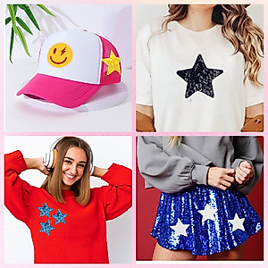 20Pcs Sequin Star Iron on Patches Shiny Stars Patches Embroidery Sequin Patches for Clothes Hats Backpacks Costume