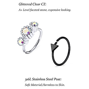 Vsnnsns 20G Nose Rings Hoop Nose Piercing Jewelry Stainless Surgical Steel Daith Rook Cartilage Helix Earrings Hoop Ear Nose Septum Rings Body Piercing Jewelry for Women Men 8mm 27 PCS