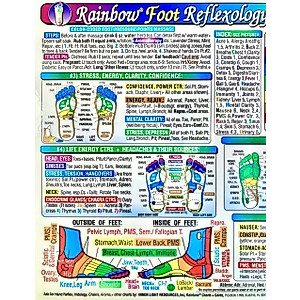 Rainbow® FOOT Reflexology/ Acupressure Massage CHART in the Inner Light Resources Rainbow® Cards & Charts Series. 8.5 x 11 in; 2-sided (Small Poster/ Large Card)
