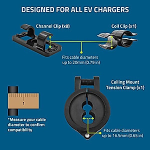 EVoCharge EV Charging Cable Management Kit, Ceiling and Wall Mount EV Cable Holder, Fits Most Level 2 Chargers, Organize Your EV Charge Cable and Improve Electric Vehicle Charging at Home