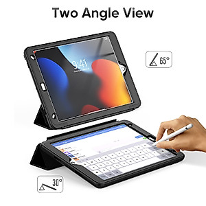 SEYMAC Case for iPad 9th/8th/7th Generation Case, iPad 10.2 Case, Sturdy Heavy Duty Shockproof Protection Folio Stand Case with Smart Cover Auto Sleep/Wake for iPad 10.2 Inch, Black