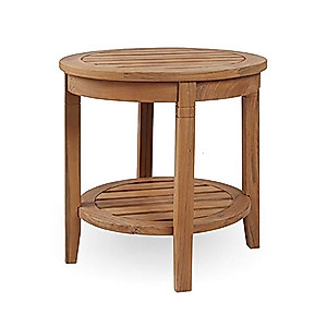 Cambridge Casual Superior Indonesian Teak Arie Outdoor Round Side Table, Natural Teak