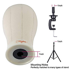 NAYOO 21-24 inch Canvas Block Head Wig Head Stand for Making Wigs Display Styling Mannequin Head Set With Mount Hole (22inch - Light brown)