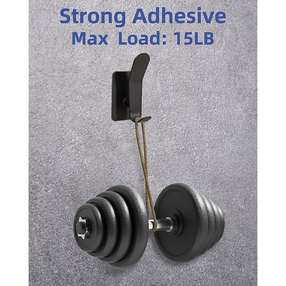 UEMUSI Towel Hooks, Stainless Steel Adhesive Hooks Heavy Duty, 4 Pack Bathroom Hooks for Hanging Towel Coat Hat, Wall Hooks Stick on Bathroom Kitchen and Bedroom, No Drilling Sticky Hooks, Black