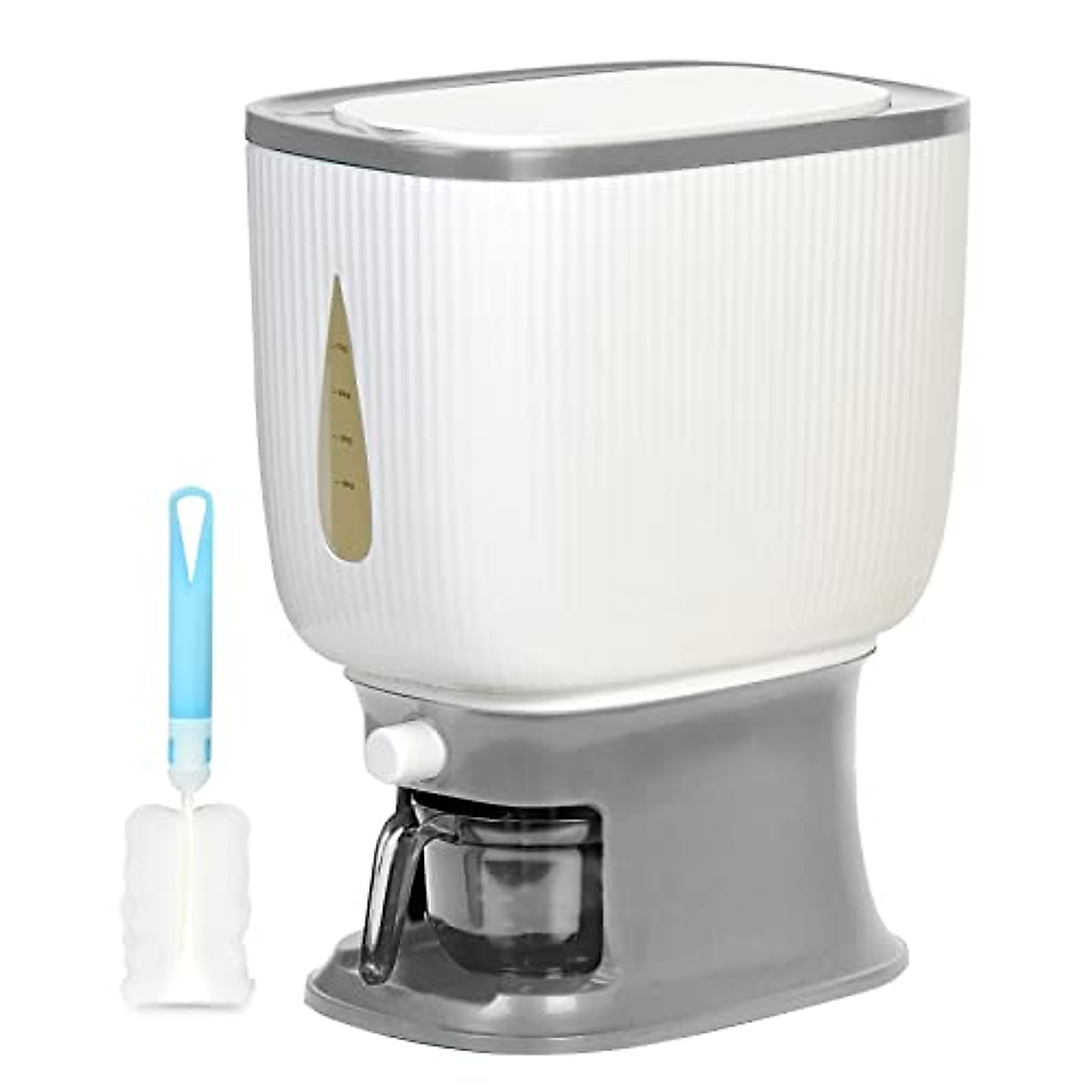 Variety Savings Coutnertop Rice Dispenser – Air Tight Rice Dispenser – Included Measuring Rice Cup & Cleaning Brush – Multipurpose Kitchen Rice Dispenser for Grains Cereal Snacks Nuts & More – 22 lbs - Gray