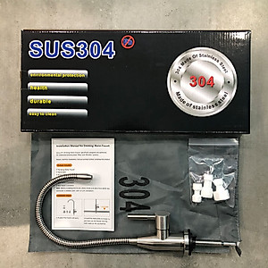 Drinking Water Faucet with Flexible Gooseneck, 360 Degree Rotatable Water Filter Faucet, Kitchen Bar Sink Faucet Lead-Free Cold Water Faucet - Brushed Finish Stainless Steel