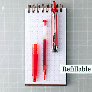 Pilot, Precise V5 RT Refillable & Retractable Rolling Ball Pens, Extra Fine Point 0.5 mm, Red, Pack of 8
