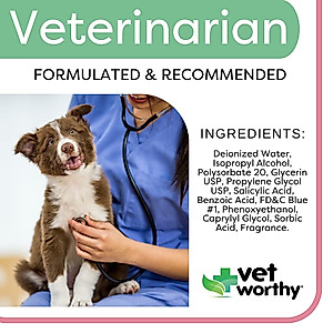 Vet Worthy Dog Ear Flush - Ear Cleanser for Dogs to Dissolve Wax, Remove Dirt, and Eliminate Ear Odor - Dog Ear Cleaner Solution to Reduce Itching and Ear Irritation - 8oz