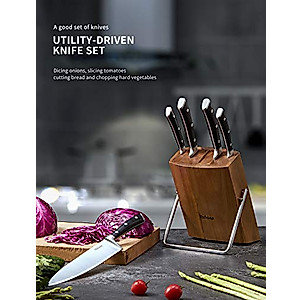 Kitchen Knife Set, 6-Piece Small Knife Set with Wooden Block, Super Sharp, High Carbon Stainless Steel Cutlery Knife Block Set