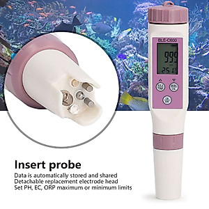 7 in 1 Bluetooth Water Quality Tester Automatically Save Data PH EC ORP Waterproof Salinity Meter for Water Fish Drinking Water, Sewage Treatment