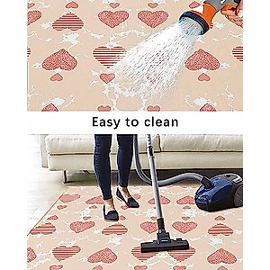 JasmineM Pink Heart Pattern Outdoor Rug Mats, Waterproof Outdoor Plastic Straw Rug 4'x6' for Patio, Thanksgiving Indoor Outdoor Area Rug for Front Door, Deck, Picnic, Porch, Balcony