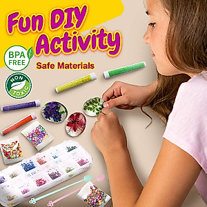 Catcrafter Resin Decoration Accessories Art Kit - All in One Package Resin Molds Silicone Kit Bundle Jewelry Making Supplies for Beginners with Dried Flowers Craft Glitter Nail Gems DIY