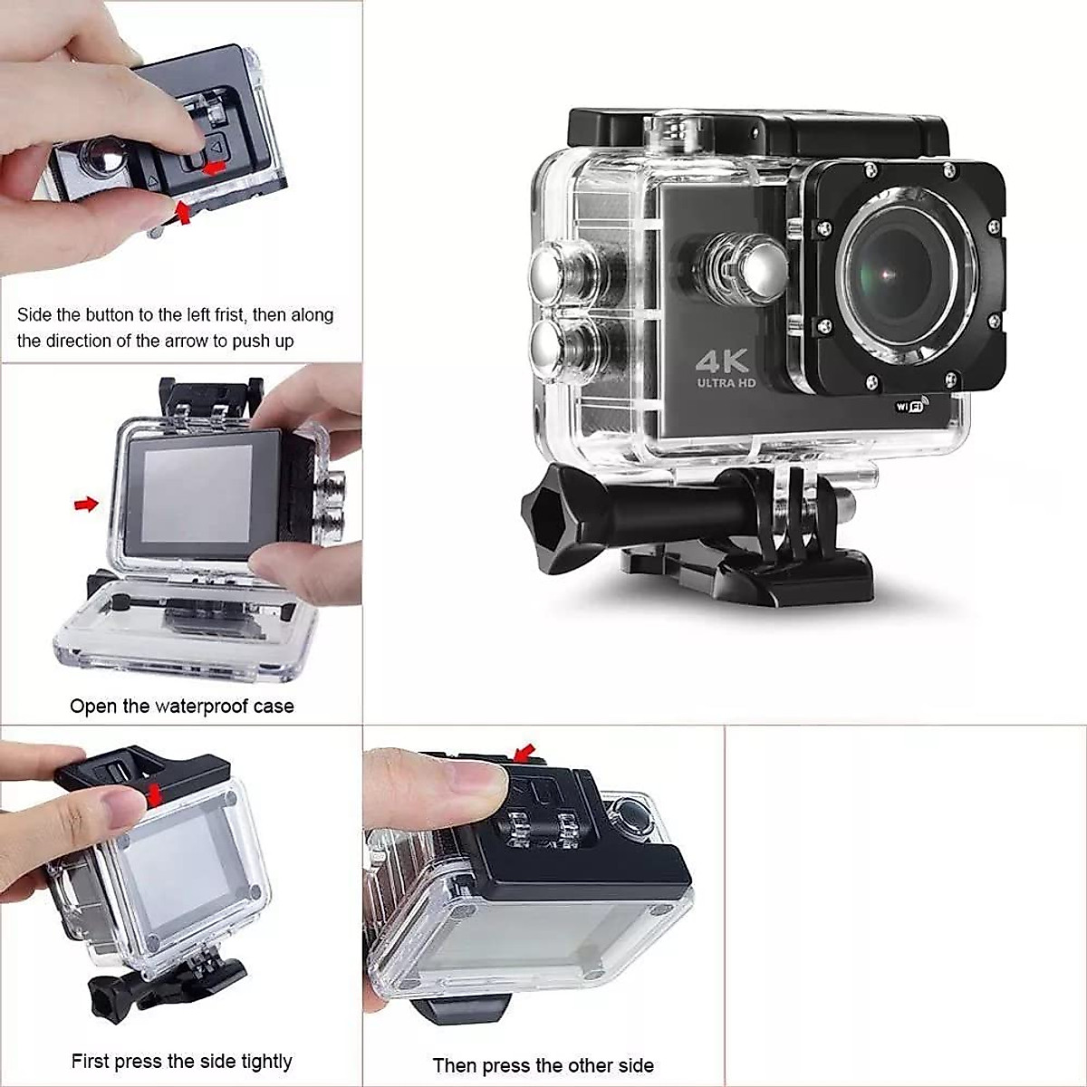 4k 1080p Sports Action Camera Motorcycle Helmet Bicycle Underwater Camera for Phone Slow Motion Diving Cycling