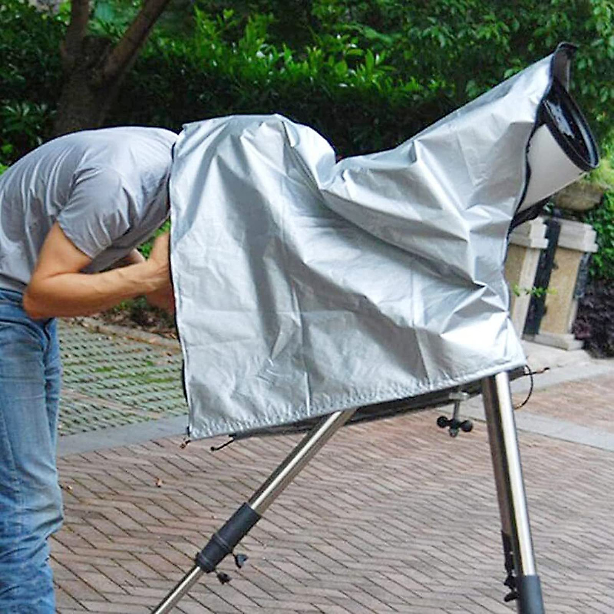 Zhgzhzwlf Telescope Cover, Silver, 59*34in, Waterproof, Oxford Cloth, Drawstring & Zipper Closure, Sunproof, Dustproof, Windproof, Adjustable, Astronomical Telescope Cover