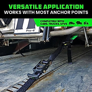 Rhino USA Car Trailer Ratchet Straps Kit - 11,128lb Guaranteed Break Strength - Use for Car, Truck, UTV & More - (4) Premium 2" x 8' Ratchet Straps with Padded T-Handles + (4) Axle Straps Tie Down