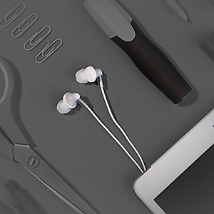 Panasonic ErgoFit Wired Earbuds, In-Ear Headphones with Dynamic Crystal-Clear Sound and Ergonomic Custom-Fit Earpieces (S/M/L), 3.5mm Jack for Phones and Laptops, No Mic - RP-HJE120-S (Silver)