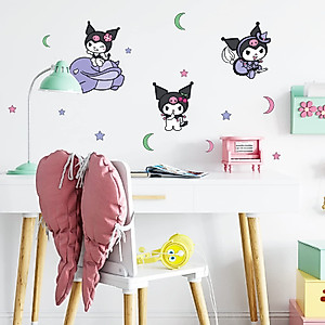 Baby Girls Wall Decor Anime Wall Decals Removable Vinyl Cute Wall Stickers for Kuromi's Room Wall Art Stickers Baby Nursery Girls Bedroom Wall Art Decor