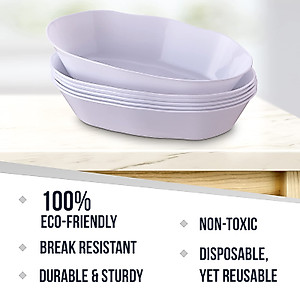 Silver Spoons MINI DESSERT BOWLS | Oval Dessert Plates | Lava Collection | White | 6 PC