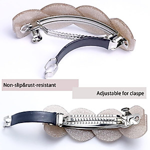 3 Pieces Large Barrettes for Women, Interweave Wider Hair Clips Hair Accessories for Thick Curly Fine Updo Hair (Glitter)