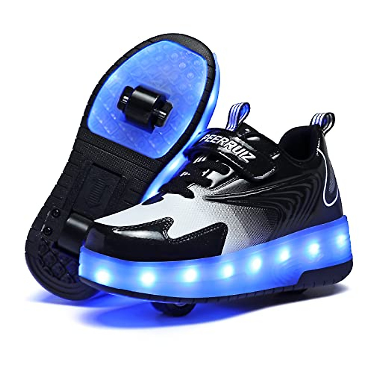 Ehauuo Roller Skates Shoes with USB Charging, Light Up Kid Wheels Shoes Rechargeable LED Flashing Roller Shoes Girls Boys Sneakers for Birthday Christmas Children Gift