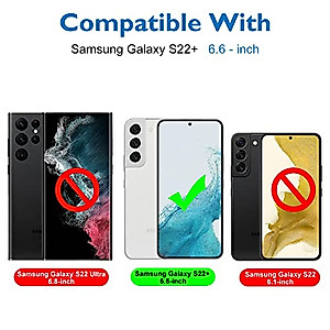 Esanik [2+2 Pack] Privacy Screen Protector for Samsung Galaxy S22 Plus 5G 6.6-inch[NOT for S22/Ultra] Anti Spy PET Film(NOT Glass) with Easy Installation Frame + Camera Lens Protector Fingerprint ID Compatible