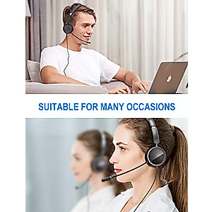 New bee USB Headset Computer Headset in-Line Call Controls Office Headset with Noise Cancelling Micphone Call Center Headset for Skype, Zoom, Laptop, Phone, PC, Tablet, Home with USB-C Adapter