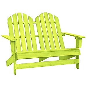 Tidyard 2-Seater Patio Adirondack Chair Solid Wood Fir Green Outdoor Fire Pit Chair Wooden Garden Armchair for Porch Pool Lawn Deck Backyard Balcony Outdoor