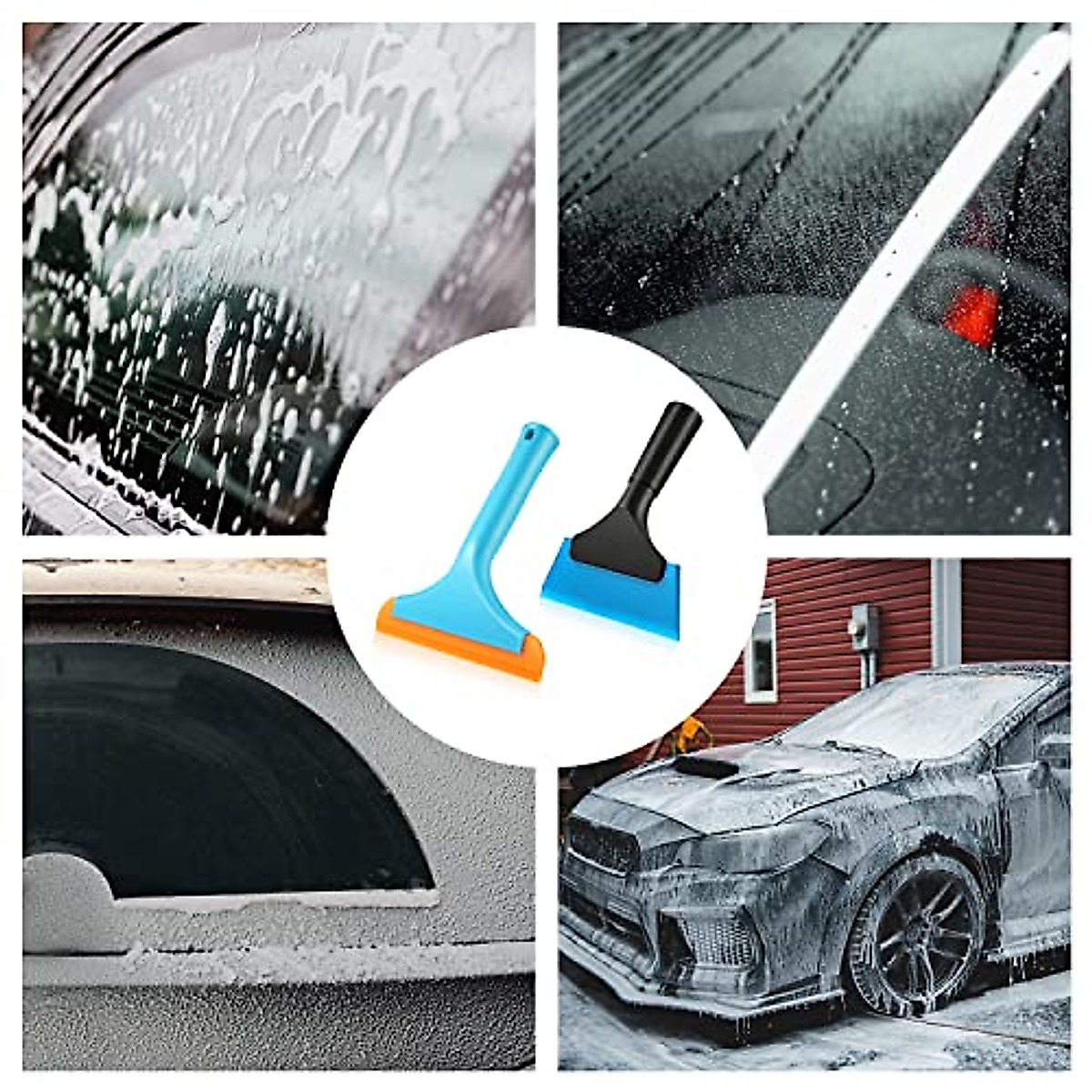 Silicone Squeegee, 2pcs Flexible Rubber Squeegee for Cars Silicone Scraper for Car Window Shower Squeegees for Shower Glass Door Car Windshield Window Cleaning (2 Sizes)