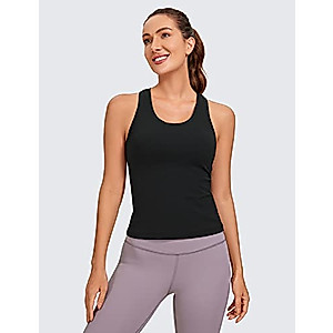 CRZ YOGA Butterluxe Racerback Workout Tank Tops for Women Sleeveless Gym Tops Athletic Yoga Shirts Camisole Black Medium