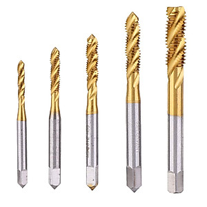 5 Pcs Plated Drill bit Set, M3-M8, Tap Bit Screw Kit for Drilling Metal, Tile, Concrete, Brick, Glass, Plastic and Wood