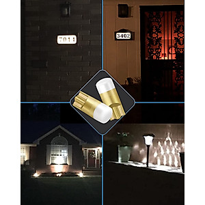 Keiurot House Number Light Bulb Address Bulb 193 Bulb Lighted Address Sign LED Replacement Bulb Kit 10-30Volt AC/DC, RV Landscape and Cabinet Lighting White, 2Pack