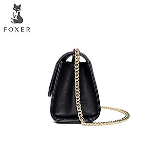 iFOXER Women Leather Crossbody Bag Small Purse Crossbody Chain Shoulder Bag (Black)