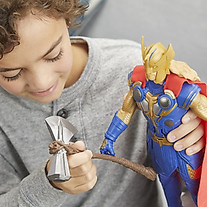 Marvel Studios’ Thor: Love and Thunder Stormbreaker Strike Thor Toy, 12-Inch-Scale Electronic Action Figure, Toys for Kids Ages 4 and Up