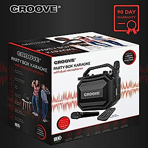Portable Karaoke Machine Party Box with Bluetooth/AUX/USB/SD Card Connectivity, 2 Wireless & Wired Microphones, and Advanced Audio Controls