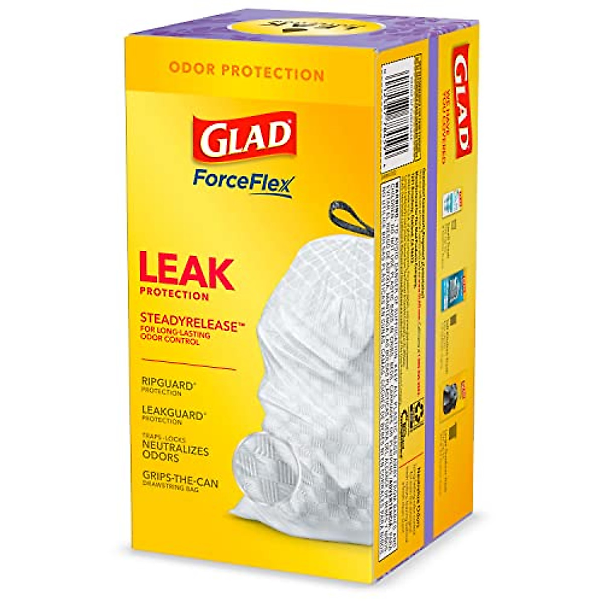 GLAD ForceFlex Tall Drawstring Trash Bags, 13 Gallon White Trash Bags for Tall Kitchen Trash Can, Mediterranean Lavender with Febreze Freshness to Eliminate Odors, 40 Count