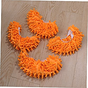 Cleaning Mop 4 Pcs Floor Cleaner Mop Cleaning Mops Floor Mops Slippers Lazy Mop Slippers Floor Cleaning Slipper Lay Shoe Cover Orange Washable The Lazy Dust Mop Slipper Mop Cap