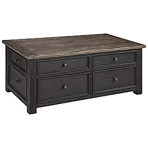 Signature Design by Ashley Tyler Creek Rustic Farmhouse Lift Top Coffee Table with Drawers, Brown & Black
