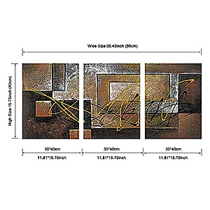 Pyradecor Modern 3 Piece Canvas Prints Abstract Brown Landscapes Pictures Paintings on Canvas Wall Art Work for Living Room Bedroom Kitchen Home Decorations