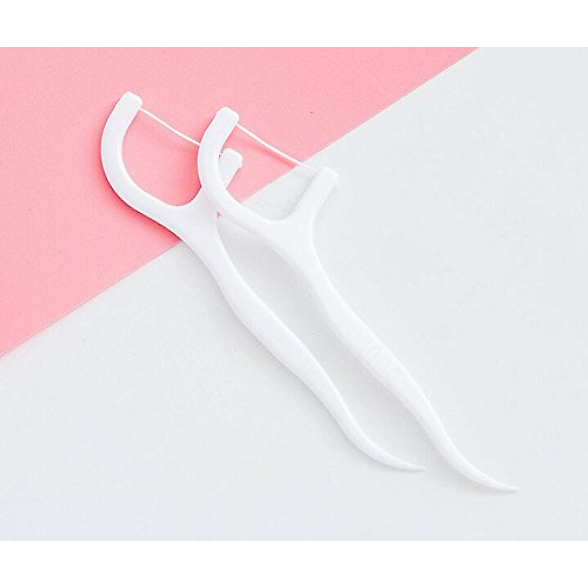 VNDEFUL 100Pcs(5 Packets ) White Dental Floss Picks Toothpicks Stick Oral Care