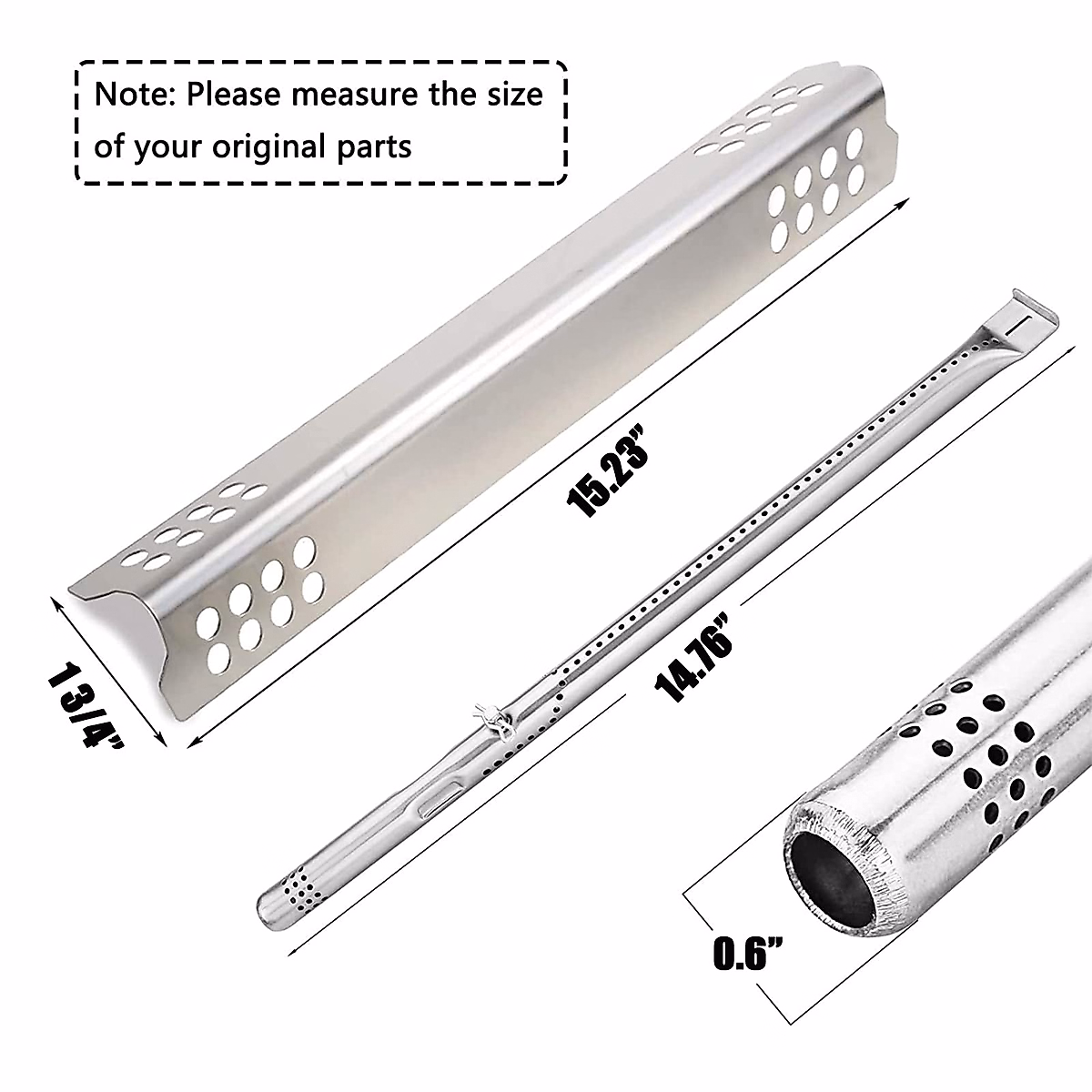 Hisencn Grill Replacement Parts for Charbroil Tru Infrared 463242515 463242516 463243016 463367016 466242515 Grill Burner, Heat Plate Shield, Cooking Grates, G466-2500-W1, G466-0024-W1,G474-0017-W1