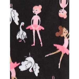 Simple Joys by Carter's Girls' Big 4-Piece Pajama Set (Cotton Top & Fleece Bottom), Black Ballerina/Light Pink/Pink Cow/Swans, 5