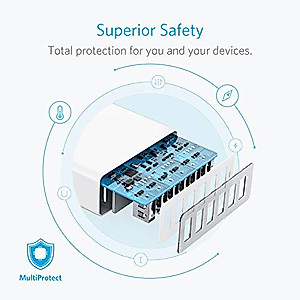 Anker 60W 6-Port USB Wall Charger, PowerPort 6 for iPhone XS / XS Max / XR / X / 8 / 7 / 6 / Plus, iPad Pro / Air 2 / mini/ iPod, Galaxy S7 / S6 / Edge / Plus, Note 5 / 4, LG, Nexus, HTC and More