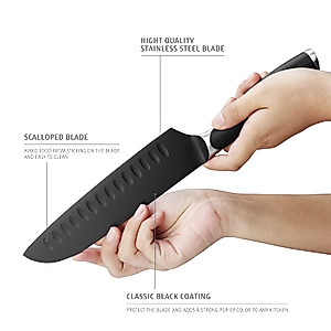 hecef Kitchen Knife Set with Mini Knife Sharpener, 3 PCS Professional Knives Set for Kitchen, Professional Knives Set Full Tang with Gift Box for Cutting Meat, Fruit, Vegetables