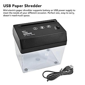 USB Paper , A6 Micro Cut Paper with Letter Opener Function Portable Mini Paper for Paper, Invoices, Receipts, PP Plastic, USB or Battery Powered
