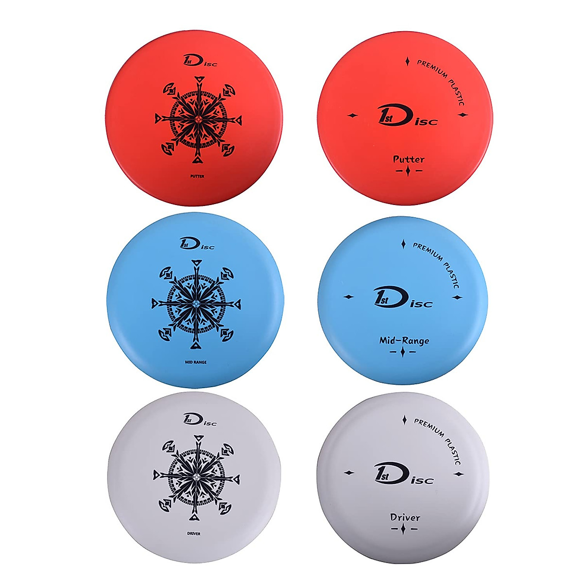 Disc Golf Starter Set-2 PCS Putter, 2 PCS Mid-Range, 2 PCS Driver, 1 Mini disc，1 Towel with Bag