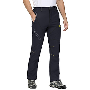 MAGCOMSEN Winter Pants Men Fleece Lined Pants Warm Pants Waterproof Pants Ski Pants Snow Pants Hiking Pants Tactical Pants Black